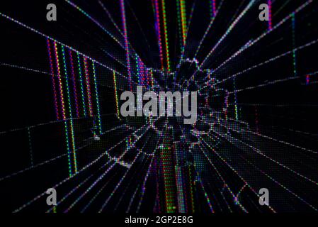 Close up photo of a smashed laptop screen, MacBook Pro Retina, with a ...