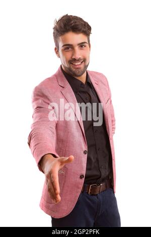 Young business man offering handshake Stock Photo - Alamy
