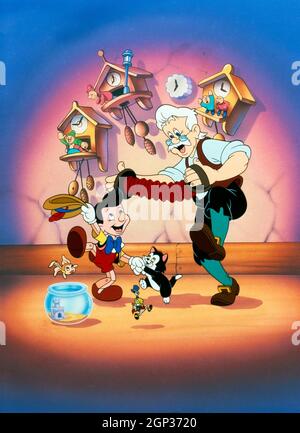 PINOCCHIO, Pinocchio, Figaro the cat, Cleo the fish, Geppetto, 1940 ...