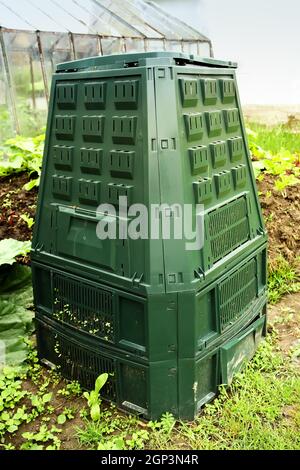 Big composter for recycling of garden refuse and kitchen food waste ...