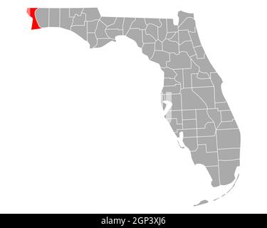 Map of Escambia in Florida Stock Photo - Alamy