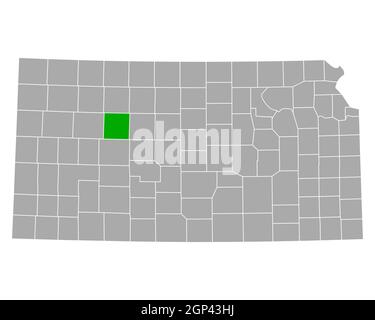 Map of Trego in Kansas Stock Photo - Alamy