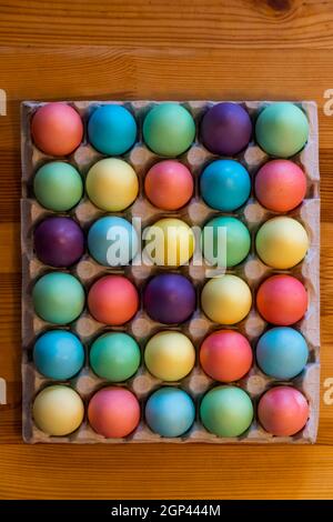 area laid out of colored Easter eggs Stock Photo - Alamy