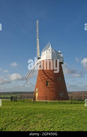 Brick built windmill at Halnaker, near Chichester, West Sussex, England ...