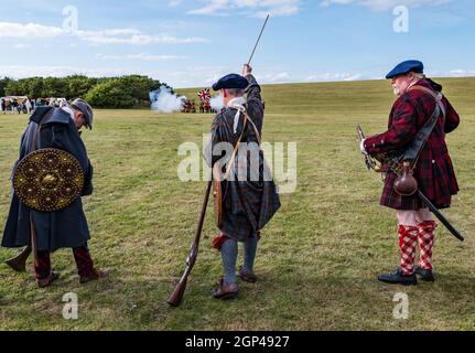 Scottish soldiers in a reenactment of the Jacobite rising of 1745 in ...