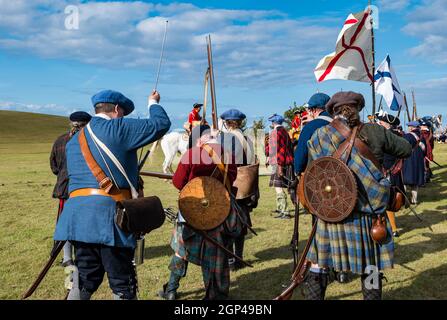 Scottish soldiers in a reenactment of the Jacobite rising of 1745 in ...
