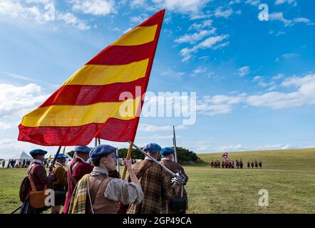 Scottish soldiers in a reenactment of the Jacobite rising of 1745 in ...