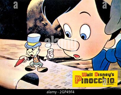 PINOCCHIO, from left, Pinocchio (voiced by Dickie Jones), Jiminy ...