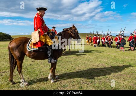 Hanoverian soldiers and officer in period costume for re-enactment of ...