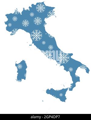 Map of Italy with snowflakes Stock Photo - Alamy
