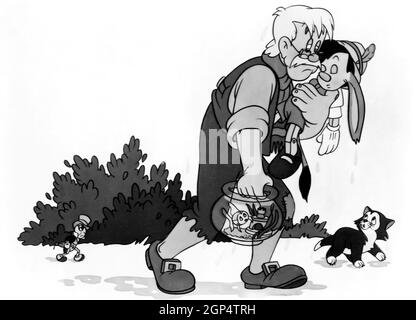 PINOCCHIO, from left, Pinocchio (voiced by Dickie Jones), Jiminy ...