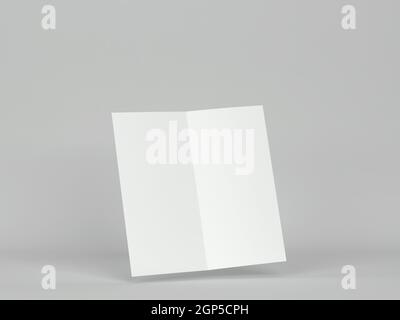 Blank bifold brochure mockup. 3d illustration on gray background Stock ...