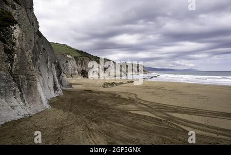 Detail of famous rock formation on a beach, erosion and nature, tourist ...