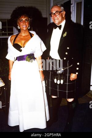 Malcolm Forbes and Elizabeth Taylor at Forbes Estate on Sept. 20, 1987 in N.J. with the new 1988 ...