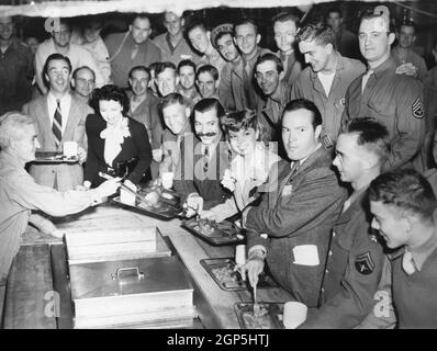 From left: Jerry Colonna, Bob Hope during WWII USO tour, 1941-1945 ...