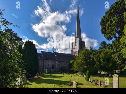 The tall spire of St Peter's Church, Oundle, Northamptonshire, England ...