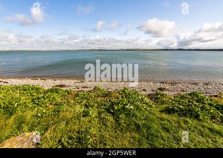 View from the coastal path at Penrhos country Park on Anglesey Stock ...