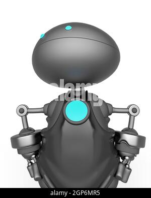 mini bot is doing a super hero pose in white background, 3d ...