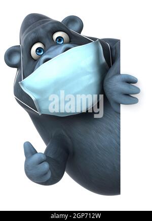 Fun 3D cartoon gorilla with a mask Stock Photo - Alamy