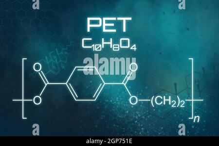 Polyethylene terephthalate or PET Structural chemical formula on a ...