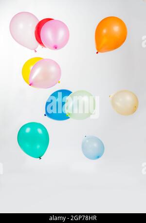 Different colorful balloons isolated on white, set Stock Photo - Alamy