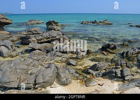 Beach with limestone rocks, Koh Khai Island, Thailand Stock Photo - Alamy