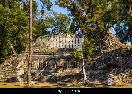 Temple at the Acropolis at the Copan Mayan Ruins, Copan Ruinas ...