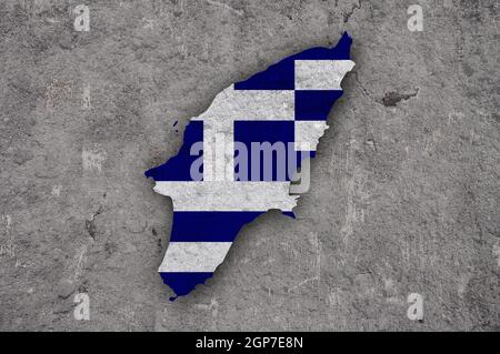 Map and flag of Rhodes on weathered concrete Stock Photo - Alamy