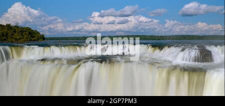 Iguazu waterfalls devils mouth from above Stock Photo - Alamy