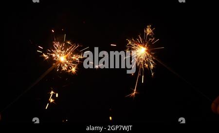 Sparkling stars burning on black background. Movie suitable to satisfy ...