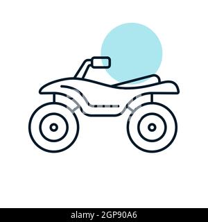 ATV rider, Quad bike flat vector glyph icon on dark background. Graph ...