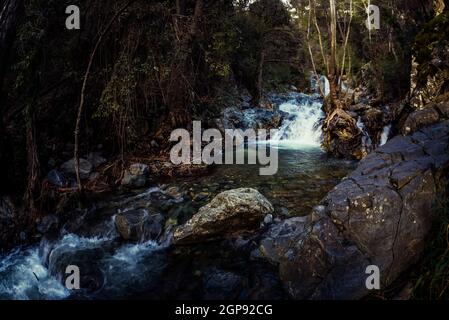 River of Trooditissa (Diplos potamos) which forms Chantara waterfall ...
