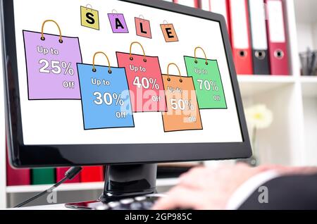 Sale concept shown on a computer screen Stock Photo - Alamy