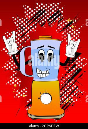 Food Blender with hands in rocker pose as a cartoon character with face ...