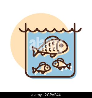 Fish in a pond or aquarium icon. Farm animal sign. Graph symbol for ...