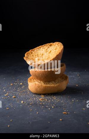 Top view of appetizing crispy biscuits with peanut butter with sesame ...
