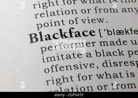 Fake Dictionary, Dictionary definition of Blackface Stock Photo - Alamy