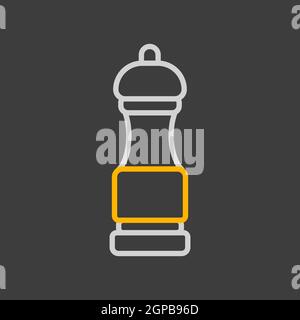 Pepper mill spice grinder vector grayscale icon. Kitchen appliance ...