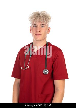 Cool young doctor isolated on a white background Stock Photo - Alamy
