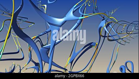 3D fractal of a bluestring structures in a textured environment Stock ...