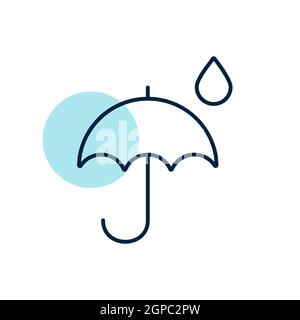 Umbrella and rain drops vector icon. Meteorology sign. Graph symbol for ...