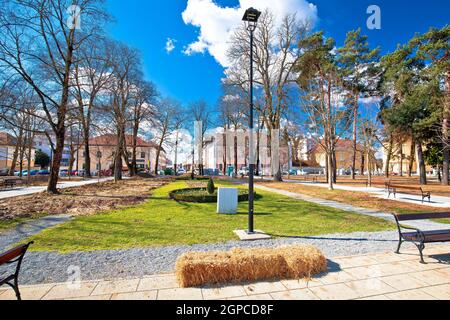 Town of Bjelovar central square springtime panoramic view, Bilogora ...