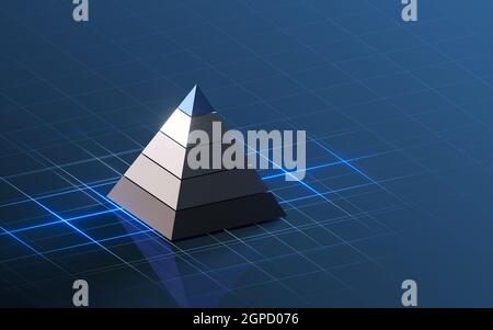 Pyramid graphics and data analysis, 3d rendering. Computer digital ...