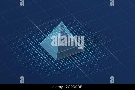 Pyramid graphics and data analysis, 3d rendering. Computer digital ...