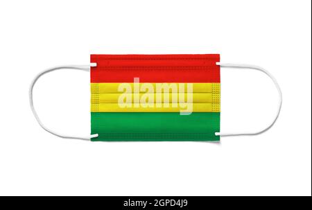 Flag of Bolivia on a disposable surgical mask. White background ...