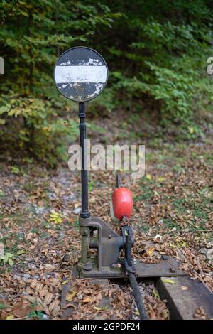A hand operated railroad switch a a Stock Photo - Alamy