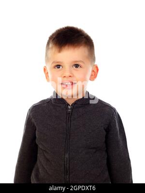 Funny small child isolated on a white background Stock Photo - Alamy