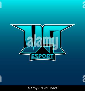 VP Logo ESport Gaming Initial with Blue Light Color design vector ...
