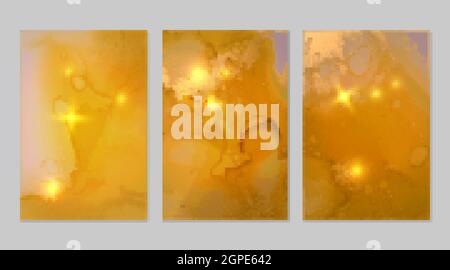 Marble set of gold and amber backgrounds with texture. Geode pattern ...