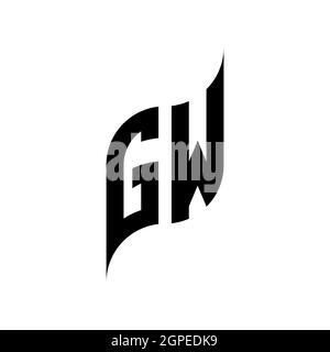 GW Monogram geometric shape style template. Monogram initial design ...